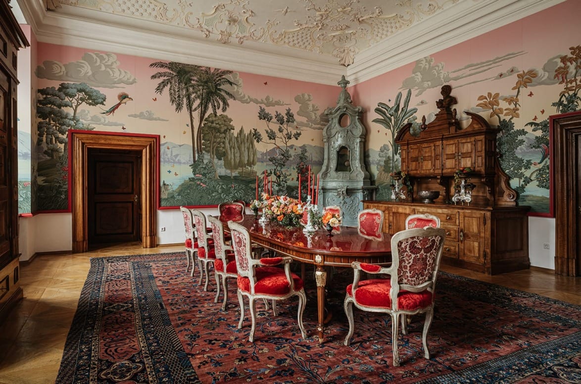 Ken Fulk Restores the Spectacular Red Salon at Austria’s Famed Hotel ...
