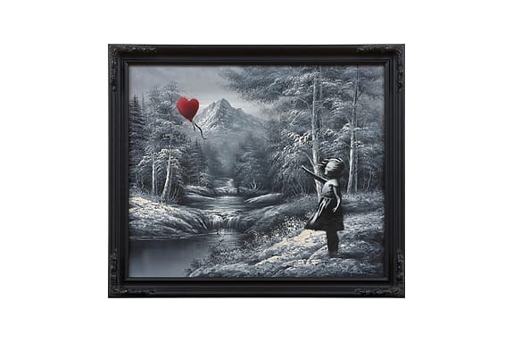 Banksy’s Girl and Balloon on Found Landscape Headed to Auction